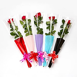 Flower Sleeves for Bouquets Bags Big Rose Sleeve Plastic Flower Bags for Bouquets Sleeves Floral Wrap F5-S-Red-100pcs