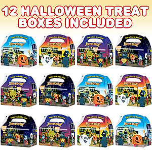 ArtCreativity Halloween Treat Boxes, Set of 12, Cardboard Paper Halloween Candy Boxes with Carry Handles, Adorable Trick or Treat Supplies, Halloween Goodie Bags for Sweets, Toys, Gifts, and More