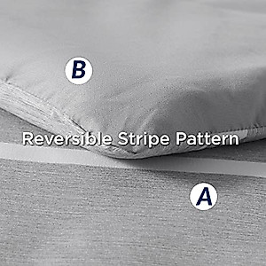 Bedsure Bed in a Bag Queen 7 Pieces, Grey White Striped Queen Bed Set Reversible, Cationic Dyeing Bedding Comforter Sets with Comforter, Sheets, Pillowcases & Shams