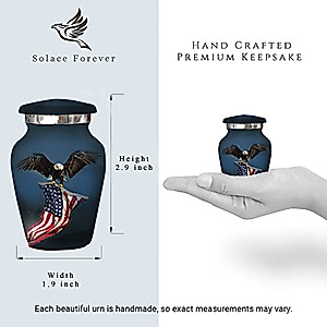 Black Eagle Urns - Cremation Urns for Women Set of 4 with Box & Bags - Small Urns for Human Ashes with Eagle - Honor Your Loved One with Mini Urns - Patriotic Black Urn for Military & Veterans