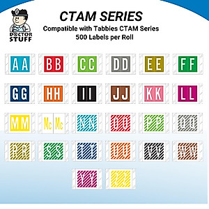 Doctor Stuff - File Folder Labels, Alphabet Letter M, Barkley FASTM - CTAM Series Compatible Alpha Stickers, Yellow, 1" x 1-1/2", 500/Roll