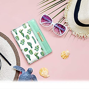 Passport Holder Cover,Traveling Passport Case Cute Passport Wallet for Women,Cactus