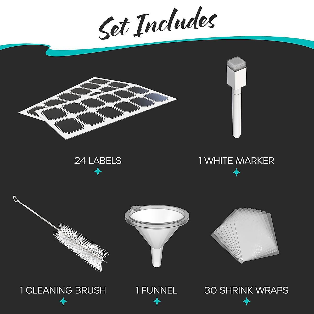 Nevlers 24PK 4 Oz Blue Glass Spray Bottles | Small Glass Spray Bottle Set w/Shrink Wrap, Labels & More| Small Spray Bottle For Use as Travel Size Spray Bottle, Mister Bottle & Spray Bottles for Hair