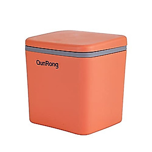 STOBOK Can: Powder with Bathroom Bedroom Desktop Lovely Desk Top Lid Can Multi- Small Pot Orange Garbage Rubbish Home Bin Automotive Bucket Dustbin Container Press Kitchen