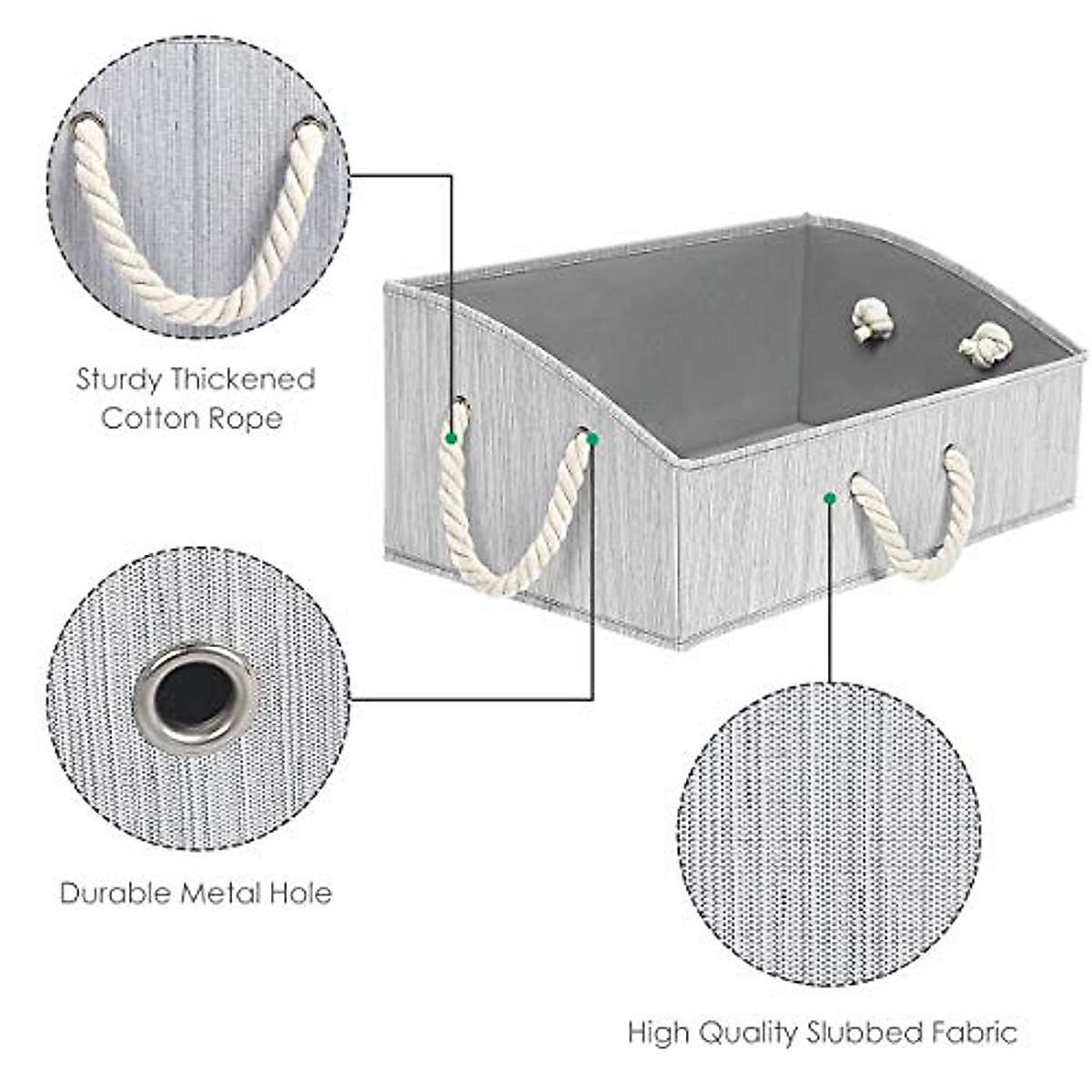 TomCare 4-Pack Storage Baskets Foldable Trapezoid Storage Box Fabric Cube Storage Box Storage Cubes with Durable Rope Handles Cube Organizer Storage Containers for Living Room Bedroom Office (Grey)