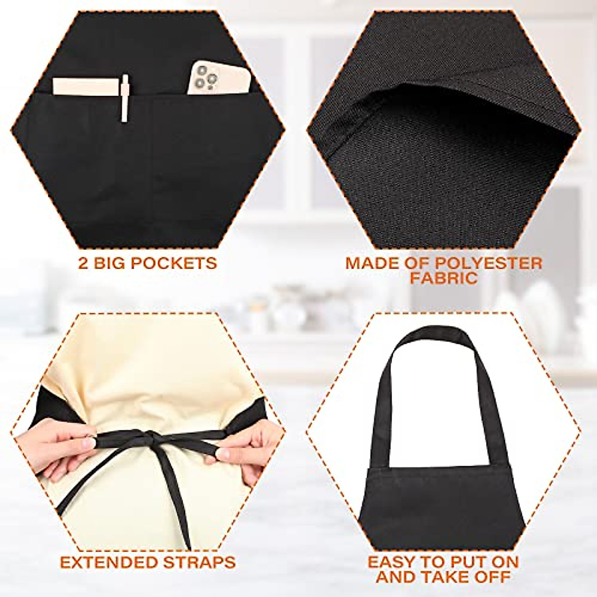 JaGely 36 Pcs Plain Bib Aprons with 2 Pockets Unisex Women Men Apron Washable for Kitchen Cooking Painting Crafting BBQ(Black)