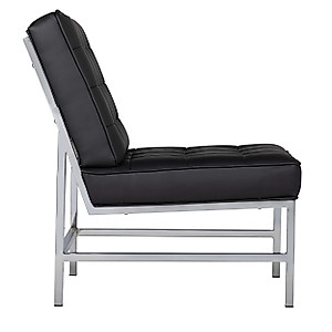 Studio Designs Home Ashlar Slipper, Accent Chair in Black Bonded Leather and Chrome Metal