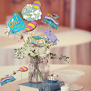 Oh The Places You'll Go Decorations 24Pcs Oh The Places You'll Go Centerpiece Sticks Kindergarten Graduation Party Centerpieces for Tables