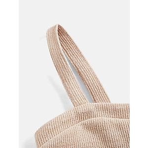 SOLY HUX Girl's Rib Knit Sleeveless Cami Crop Top and Wide Leg Pants 2 Pieces Solid Apricot 8-9Y