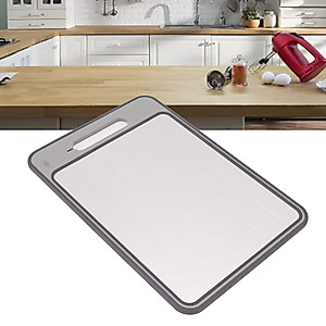 KWQBHW Defrosting Tray for Frozen Meat 36.5x25cm Cutting Board Food Quick Thawing Tray Double Sided Board with Sharpener Fast Thaw Defrosting Tray(Grey)
