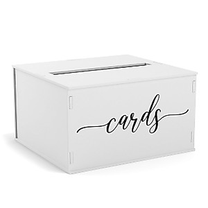 Wooden Wedding Card Box with Slot | Wedding Decorations for Reception, Card Box for Wedding Gifts & Money | Rustic Card Box with Lid | Baby Shower, Bridal Shower, Graduation Card Box - White
