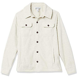 Amazon Essentials Men's Long-Sleeve Polar Fleece Shirt Jacket, Oatmeal Heather, Medium