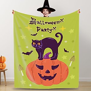 Personalized Halloween Blanket with Name, Custom Cute Pumpkin Ghost Throw Blanket Gift for Kids Soft Flannel Utilize Fall Decor Decor Couch Bed Sofa Cultivate Cozy Home