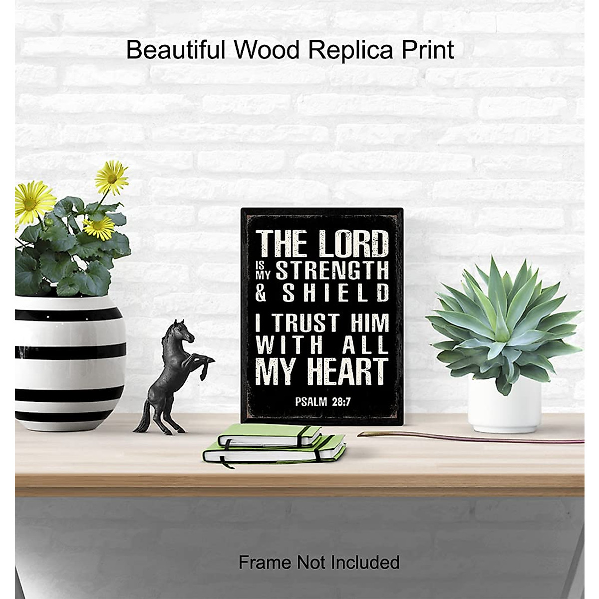 Religious Christian Gifts for Men - Catholic Decor Wall Art - Man Cave, Home Office, Boys Bedroom - Holy Scripture Bible Verses - Inspirational Positive Spiritual Quotes - Motivational God Sayings