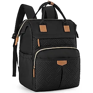 BAGSMART Backpack for Women, Laptop Backpack Fits 15.6 Inch Computer, Teacher Backpack, Bookbags with Charging Port Hole for College Work Business, Black