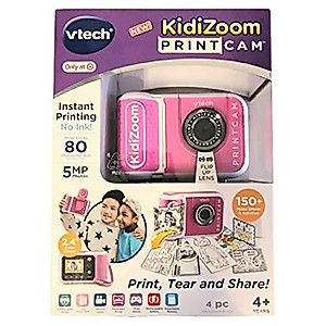 VTech KidiZoom PrintCam Instant Printing Camera - No Ink Required - 150+ Photo Effects and Activities (Pink)