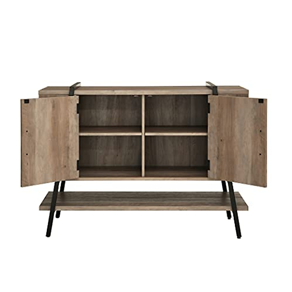 46" Wide Mid Century Server with Stone Grey Distressed Finish