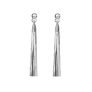 Savlano 925 Sterling Silver White Yellow & Rose Color Dangle Drop Tassel Threader Stud Women Earrings (White)