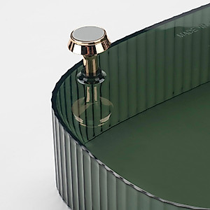 Makeup Perfume Organizer, Bathroom Vanity Tray, Decorative Dresser Tray, Countertop Organizer Tray for Cosmetics, Dark Green