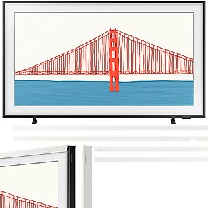 SAMSUNG QN65LS03AAFXZA 65 Inch The Frame QLED 4K Smart TV Bundle 65 inch The Frame Customizable Bezel Beveled White