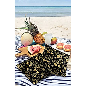 Outdoor Pillows Waterproof Pillow Covers Set of 2, Lovely Hearts Happy Valentines Day Black Polyester Throw Pillow Covers Garden Cushion Case for Patio Funiture Sofa Decoration 18x18inch,