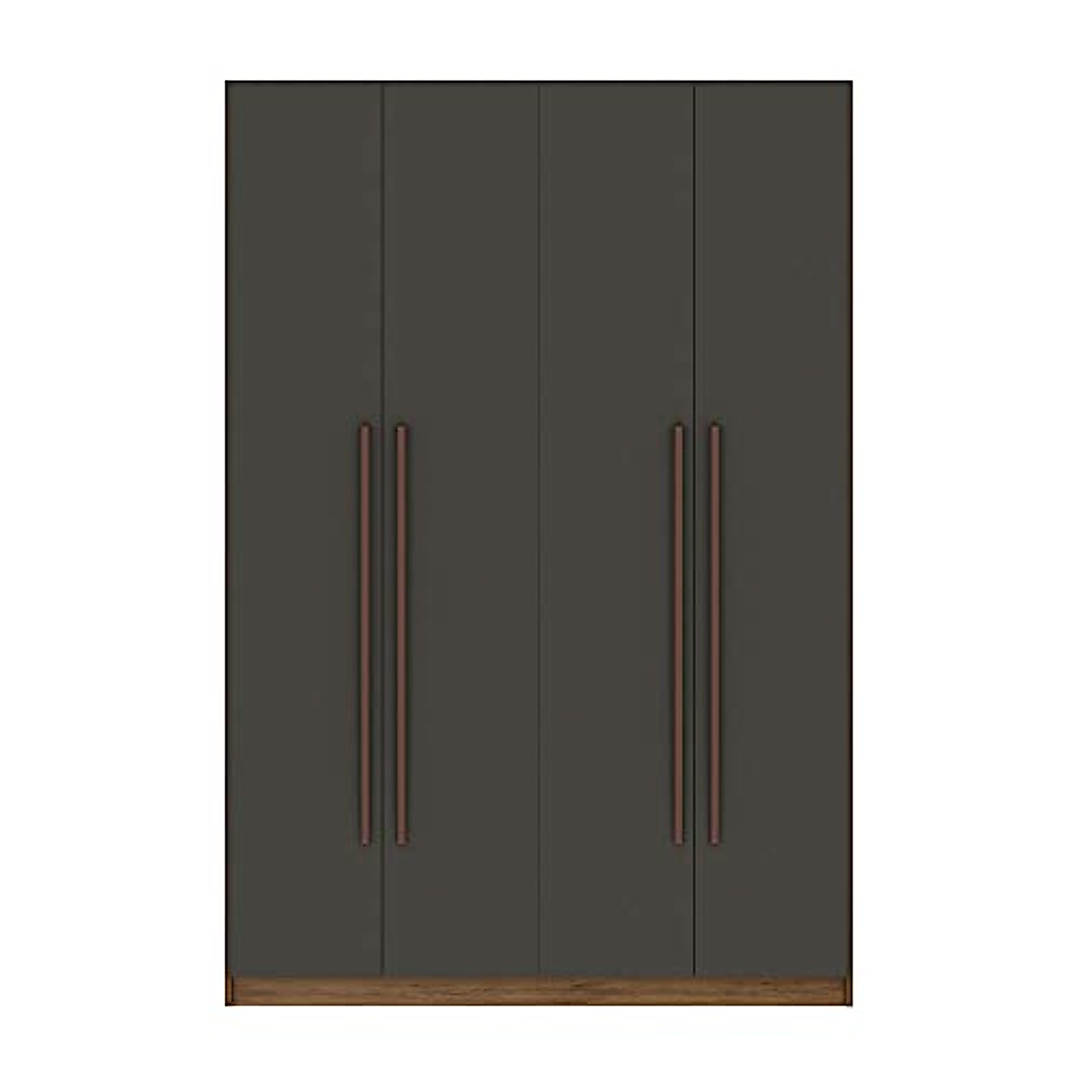 Manhattan Comfort Gramercy Mid Century Modern 2-Section Freestanding Wardrobe Armoire Closet, Nature and Textured Grey