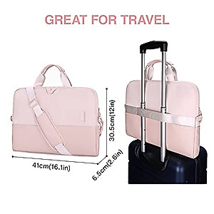 BAGSMART Laptop Bag for Women, 15.6 Inch Laptop Case,Slim Computer Bag,15 Inch Messenger Shoulder Bag, Laptop Briefcase for Business Office Travel, Light Pink