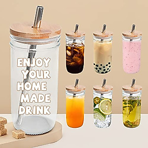 MCleanPin Iced Coffee Cups,Reusable Boba Tea Cups with Lids and Straws,4PACK 16oz Drinking Glass Tumblers for Coffee,Tea,Juice