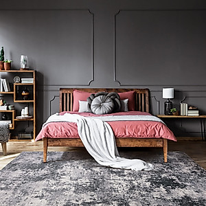 Area Rug Living Room Rugs: 8x10 Indoor Soft Fluffy Rug Abstract Carpet for Bedroom Kitchen Dining Room Floor Washable Plush Throw Large Accent Rug Home Office Nursery Decor - Gray