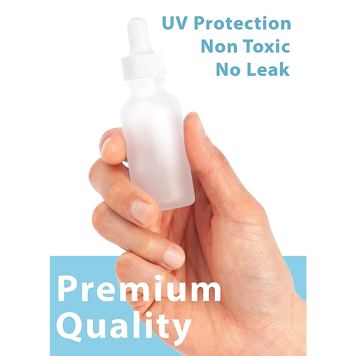 JUVITUS 1 oz Frosted Clear Glass Boston Round Bottle with White Dropper (24 pack) + Funnel