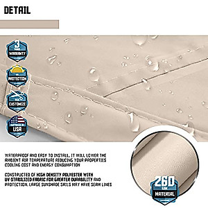 TANG Sun Shades Depot 12' x 12' Square Waterproof Knitted Shade Sail Curved Edge Beige 260 GSM U*V Block Shade Fabric Pergola Carport Canopy Replacement Awning Customize Available