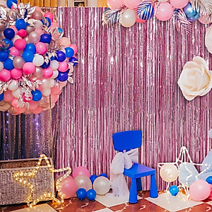 Crosize 3 Pack 3.3 x 9.9 ft Pink Foil Fringe Backdrop Curtain, Streamer Backdrop Curtains, Birthday Party Decorations, Pink Tinsel Curtain for Parties, Galentines Decor, Preppy, Baby Shower