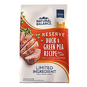 Natural Balance Limited Ingredient Adult Grain-Free Dry Cat Food, Reserve Duck & Green Pea Recipe, 10 Pound (Pack of 1)