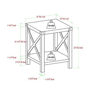 Walker Edison Sedalia Modern Farmhouse Metal X Side Table, 18 Inch, Stone Grey