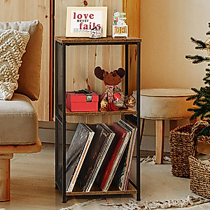 Bedroom Nightstand Record Player Stand End Table Vinyl Record Player Table with Storage Turntable Stand 3 Tier Stand Shelf for Living Room Bedroom Office Brown