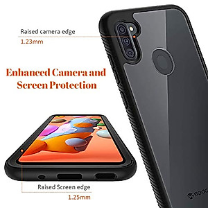 seacosmo Samsung A11 Case, Full Body Shockproof Cover [with Built-in Screen Protector] Slim Fit Protective Phone Case for Samsung Galaxy A11 – Black/Clear
