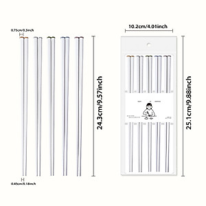 5 Pairs Chopsticks Reusable, 24.3cm/9.57inches Premium Japanese Chinese Non-slip Fiberglass Chopsticks Dishwasher Safe, Lightweight Chopsticks for Party Family Hotel