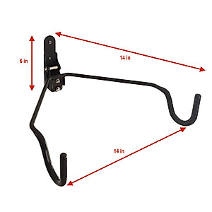 LifeStore Adjustable Bike Rack Wall Mount,100% Solid Steel Bicycle Storage Stand Hanger for Indoor, Garage, Soft Rubber-Coated Hooks, Mounting Screws Included, Heavy Duty Wall Mount Bike Stand (Black)