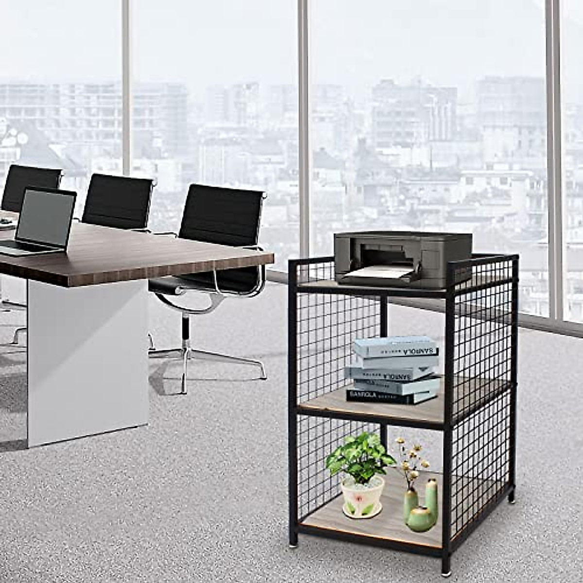 LOYALHEARTDY 3-Shelf Shelving Storage Unit Industrial 3-Tier Storage Rack Metal and Wood Style Bookshelf Multi-Purpose Indoor Garage Storage Organizer Shelves, 21.3" x 21.3"x 34.6" (3-Tier)