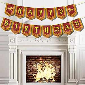 Happy Birthday Decorations Banner Pre-Strung Magic Wizard School Party Banner Wizard Birthday Party Supplies Decor for Fans Bday Party Favors