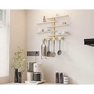 QsQueen Floating Shelves for Wall,Cute Shelves Room Decor,Coat Hooks,Small Wood Display Shelves Rack for Collectibles-Figures,Mini Decor,Toy,for Tonie Shelf - Maximum Length 24 inches Trinket Shelf