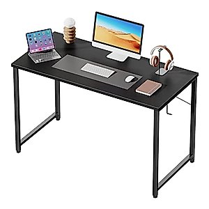 Flrrtenv 39 Inch Computer Desk, Home Office Desk, Small Writing Desk, Wood PC Desk, Modern Simple Study Desk, Black
