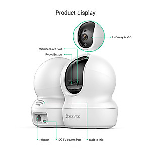 EZVIZ 2K+ Indoor Security Camera, WiFi, 360° Coverage, Night Vision, Auto Motion Tracking, Pet Baby Monitor, Two Way Talk, Compatible with Alexa (CP1 2K+)