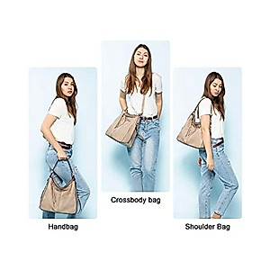 Handbags for Women Large Designer Ladies Hobo bag Bucket Purse Faux Leather (Grey)