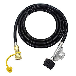 MENSI 12 FT Propane Regulator with Hose with 3/8" Quick Disconnect Adapter for Mr Heater Barbecue Grill, Camper, Buddy Heater