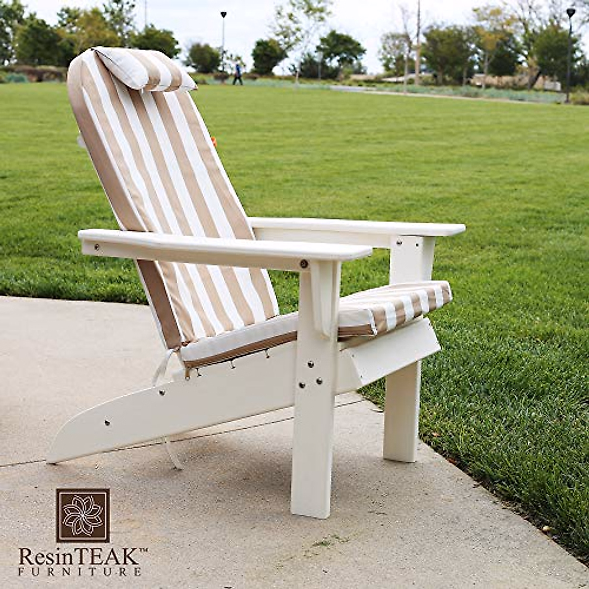 Resin TEAK Essential Adirondack Chair, All Weather Plastic Outdoor Chairs for Fire Pit, Campfire, Patio, Porch, Comfortable Seat for Long Relaxation, Up to 300 lb Capacity - White