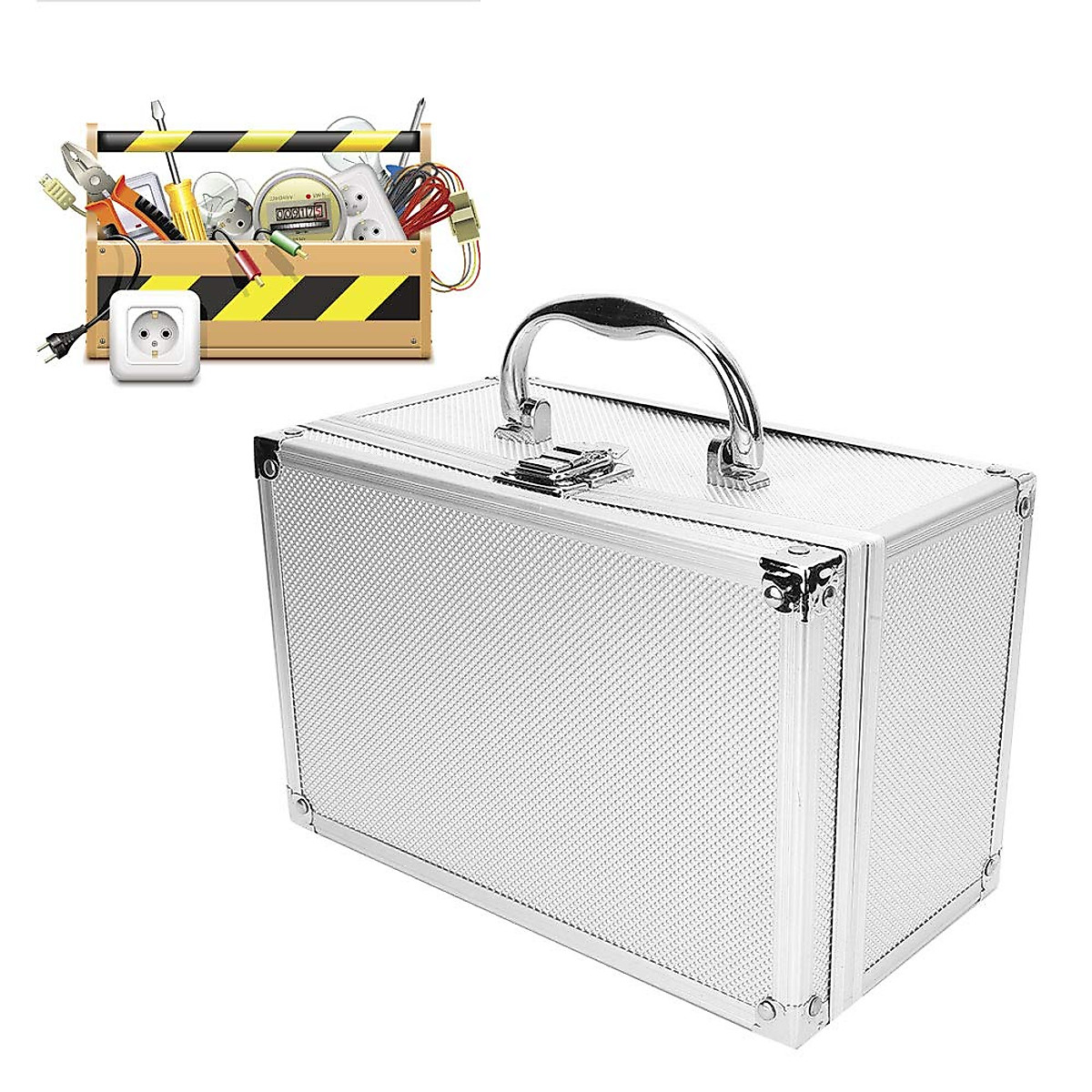 Deosdum Aluminum Tool Box, Portable Display Case Tool Case Aluminum Hard Case Equipment Tool Box Instrumentation Box 230x150x125mm