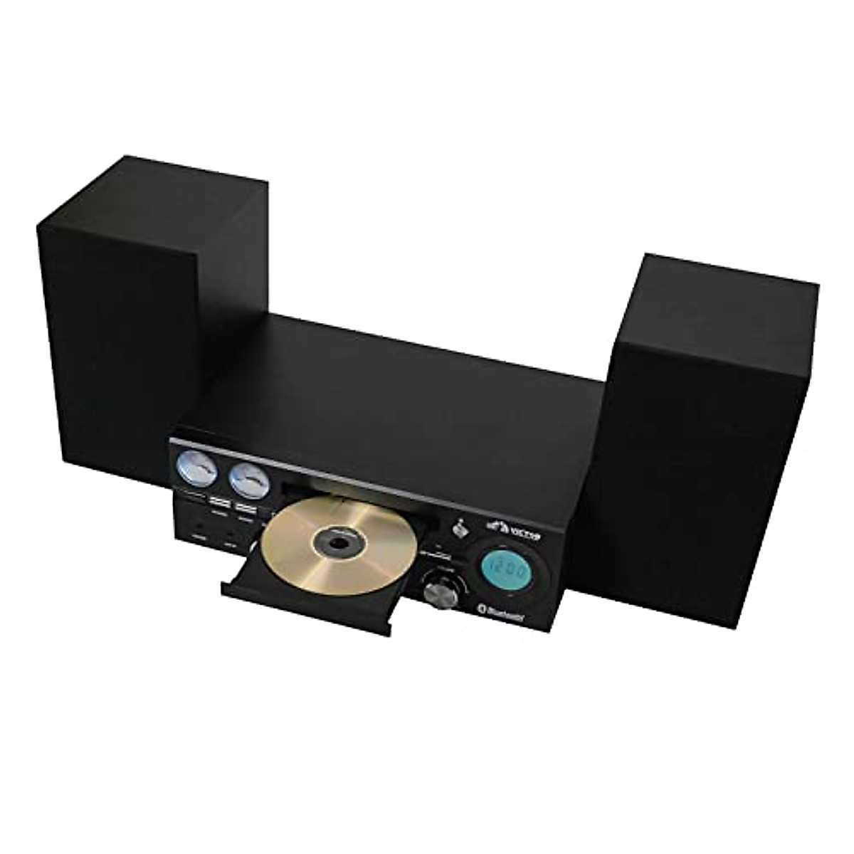 VICTOR Milwaukee 50 Watt Desktop Bluetooth Stereo System with CD/MP3 Player, FM Radio, Functioning VU Meters, and Detached Stereo Speakers, Black