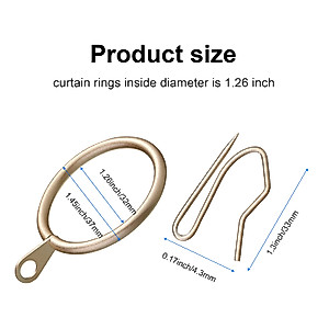 Qunclay 100 Set 1.26 Inch Metal Curtain Rings with Eyelets Curtain Hooks for Drapes and Metal Drapery Pin Drapery Hooks for Window Door Shower Bathroom Rings (Champagne)