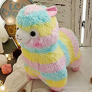 Maomoto 13.7" Rainbow Alpaca Plush Toy, Llama Stuffed Animal Large Llamacorn Alpaca Doll Plushie Hug Pillow Soft Plush Stuffed Alpaca Doll Toys Kids Gifts